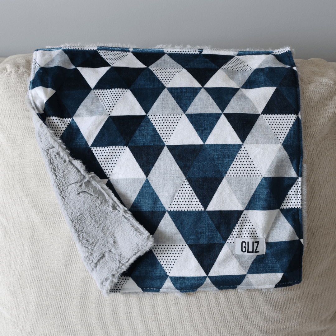 Gliz Design - Blanket - Slate and Navy Triangle Wholecloth