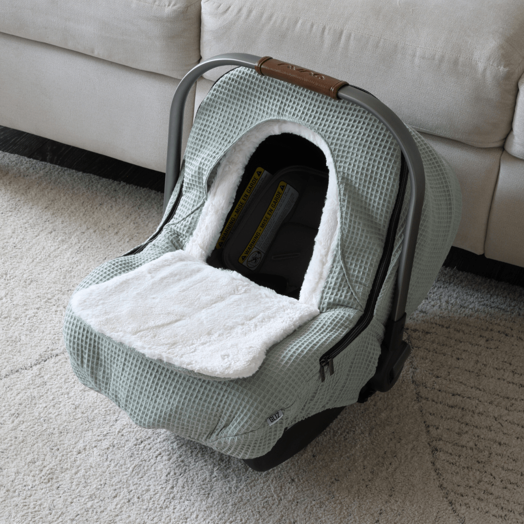 Gliz Design | Baby Car Seat Winter Covers | Waffle - Sage