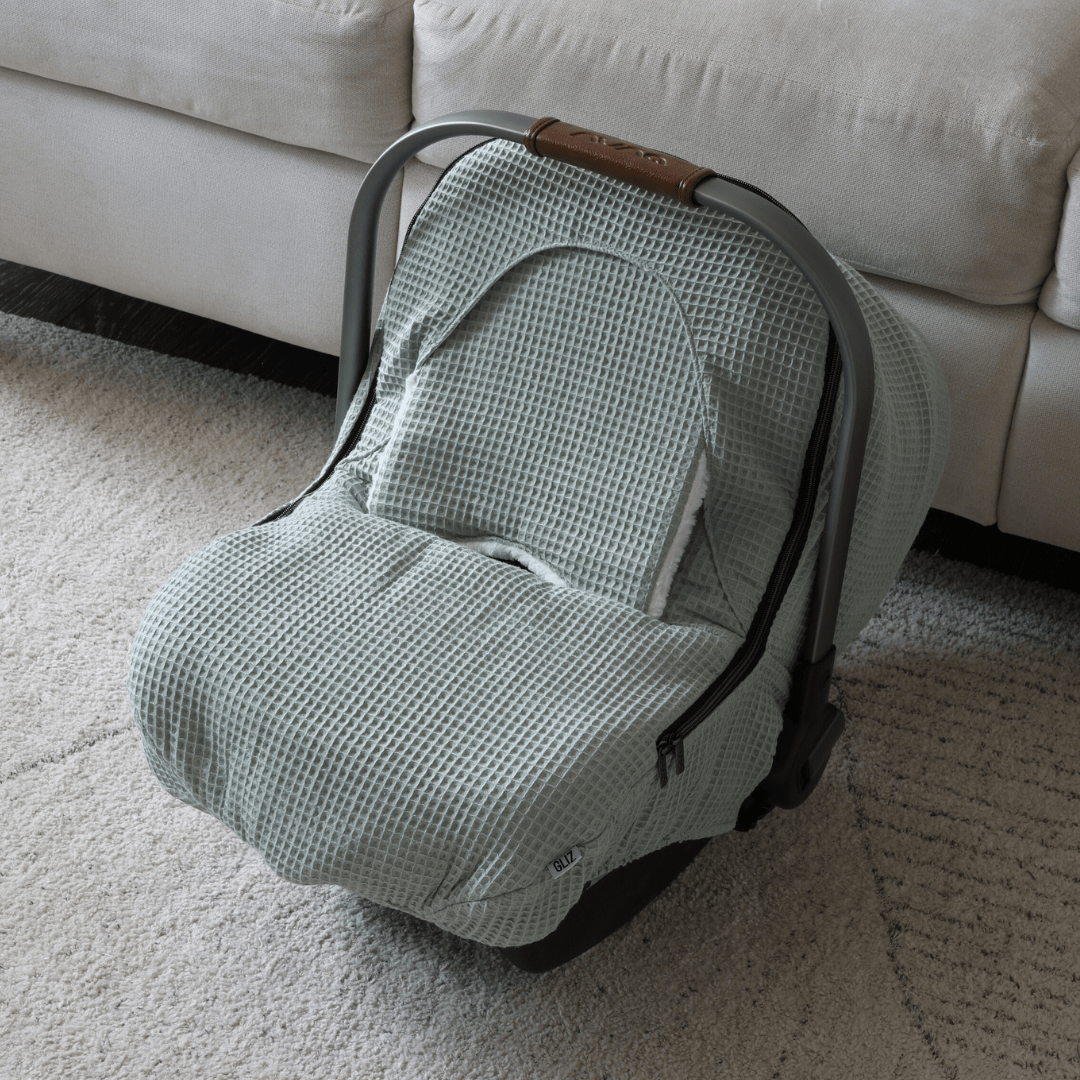 Gliz Design | Baby Car Seat Winter Covers | Waffle - Sage